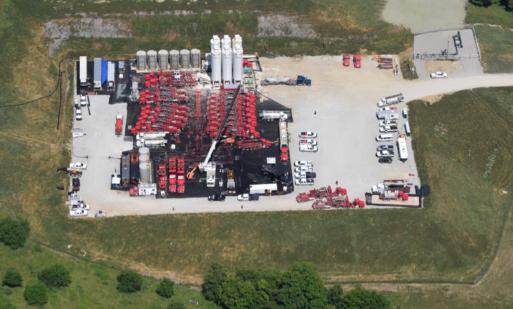 Hydraulic Fracturing "Fracking" at a well-pad outside Barnesville, Ohio ...